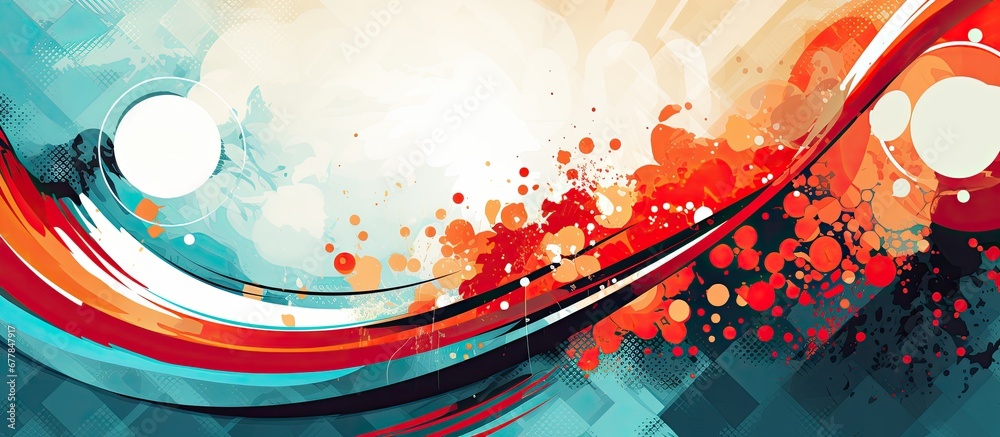 The abstract background design of the banner combines various patterns ...