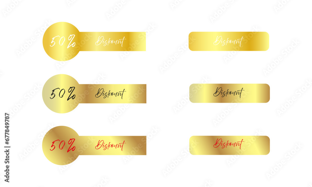set of golden labels, gold gradient, sliders, swatchers, golden social ...