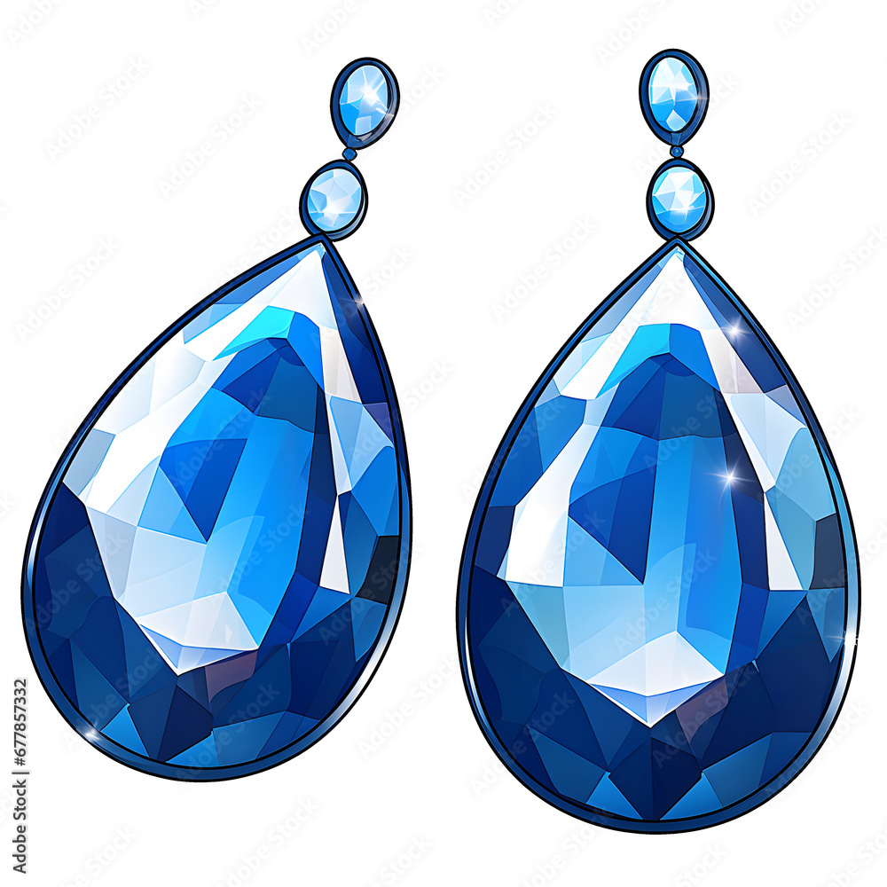 cartoon clipart of Sapphire Earrings, jewellery clipart, accessoires ...