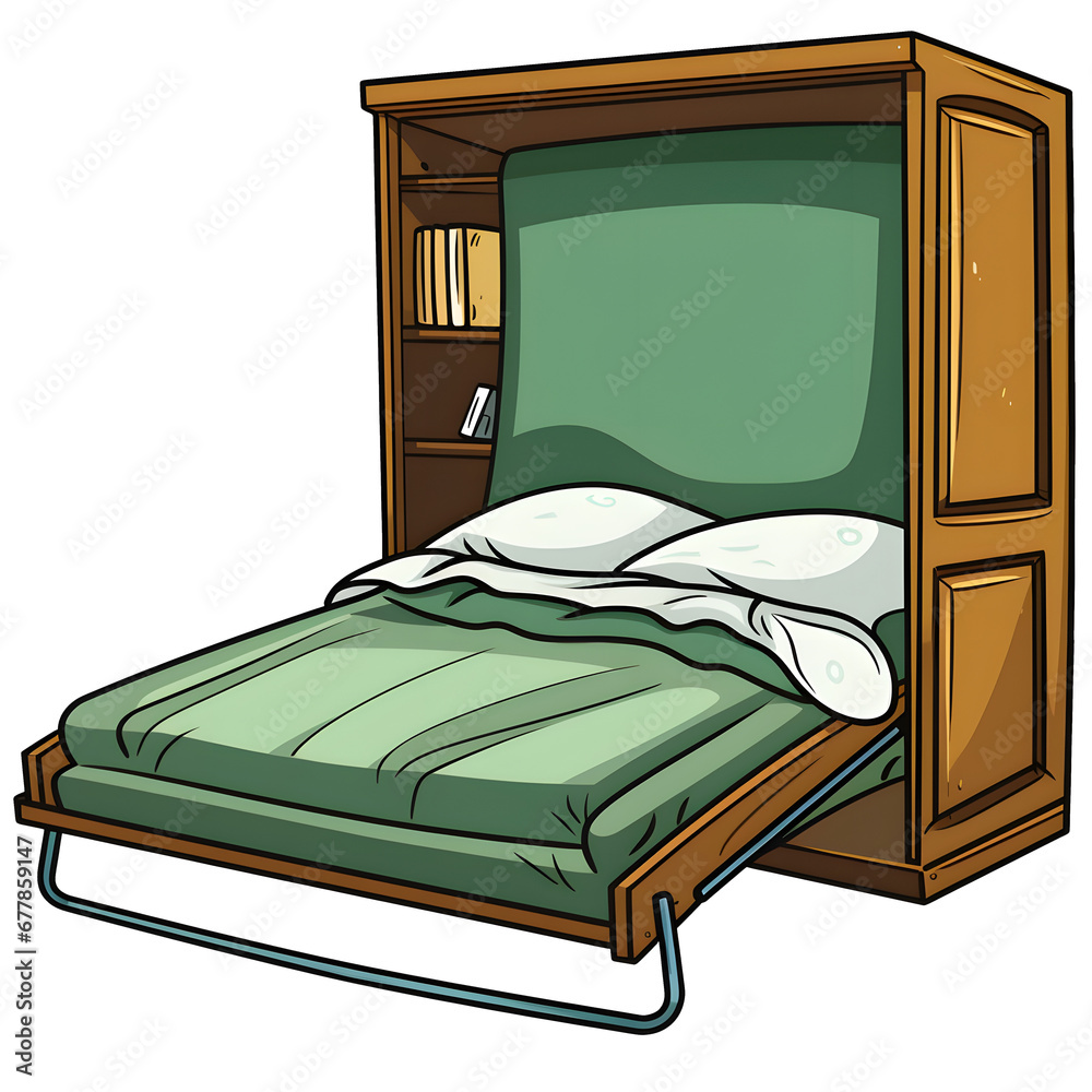 cartoon clipart of Murphy Bed, furniture clipart, interior clipart ...