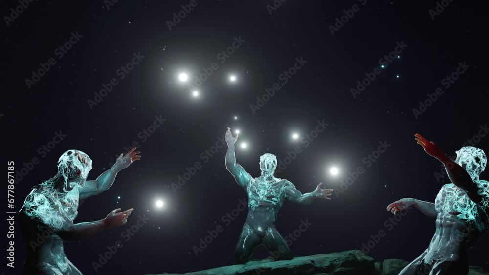 Three cosmic beings are building the constellation of Orion, gods from ...