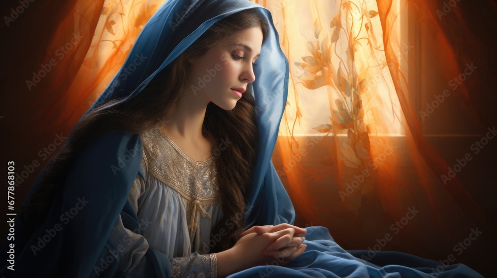Solemnity of Mary: A peaceful image depicting a stained glass window ...