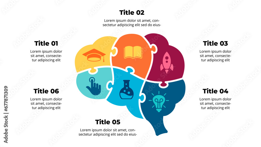 Puzzle Brain Anatomy Infographic. Education Creative Thinking ...