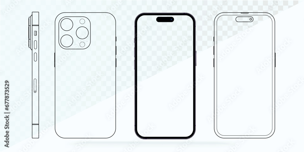 Smartphone outline simple modern design. Smartphone template and Mobile ...