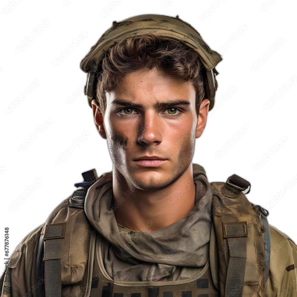Portrait of an israeli soldier isolated on transparent or white ...