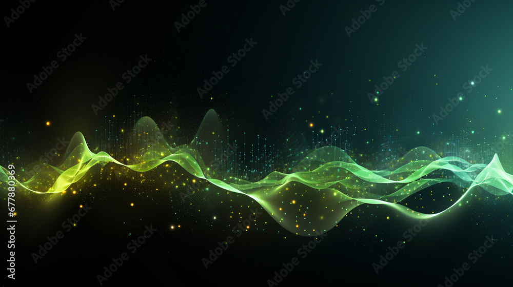 green and yellow energy wave concept art, background or wallpaper ...