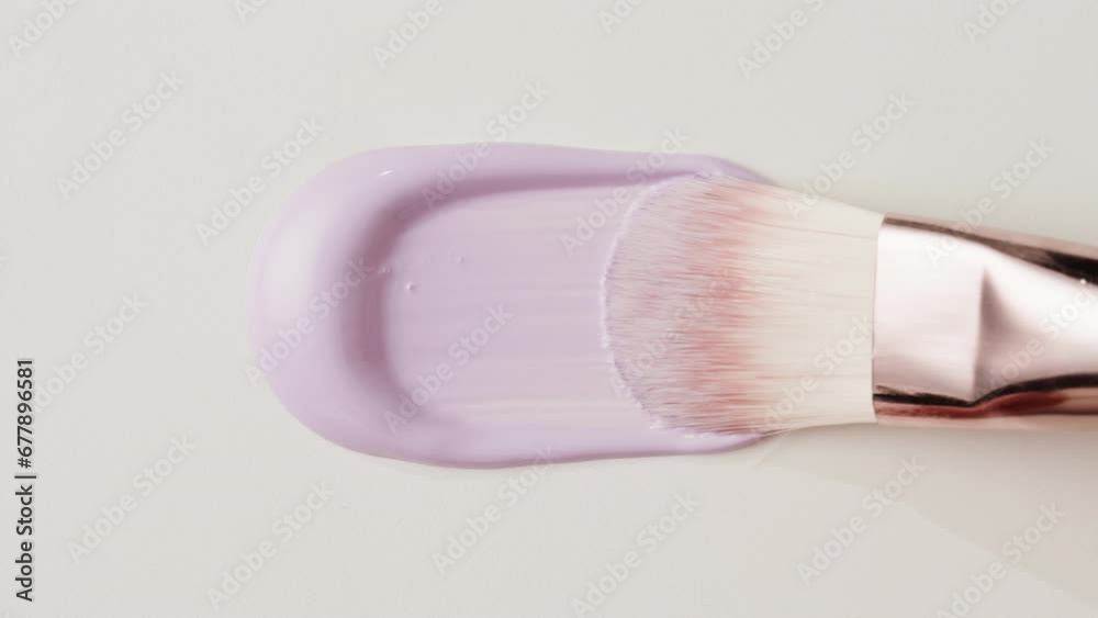 Beauty shop, Foundation face make-up close up smudge, smear. Cosmetic ...