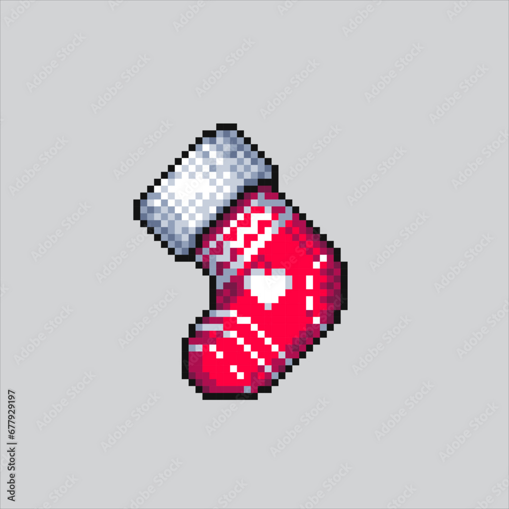 Pixel art illustration Christmas Socks. Pixelated Christmas Socks ...