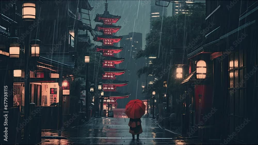 Seamless loop animation. people, surgeon. Standing Rainy Night City ...