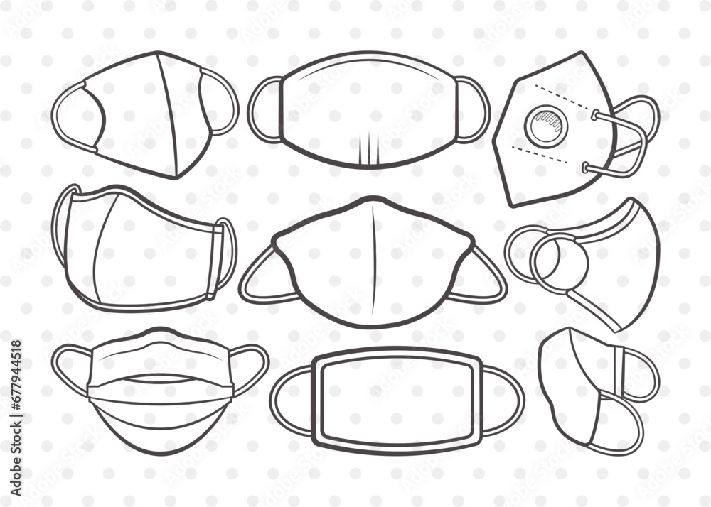 Masks Clipart Svg Cut File Mask Svg Face Mask Svg Medical Mask