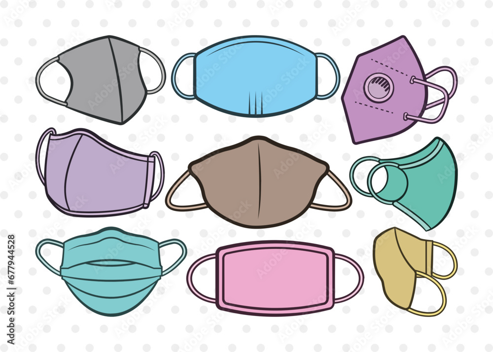 Masks Clipart SVG Cut File | Mask Svg | Face Mask Svg | Medical Mask ...