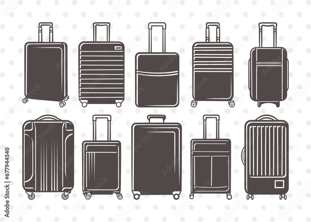 Luggage Clipart SVG Cut File | Suitcase Svg | Travel Bag Svg | Baggage ...
