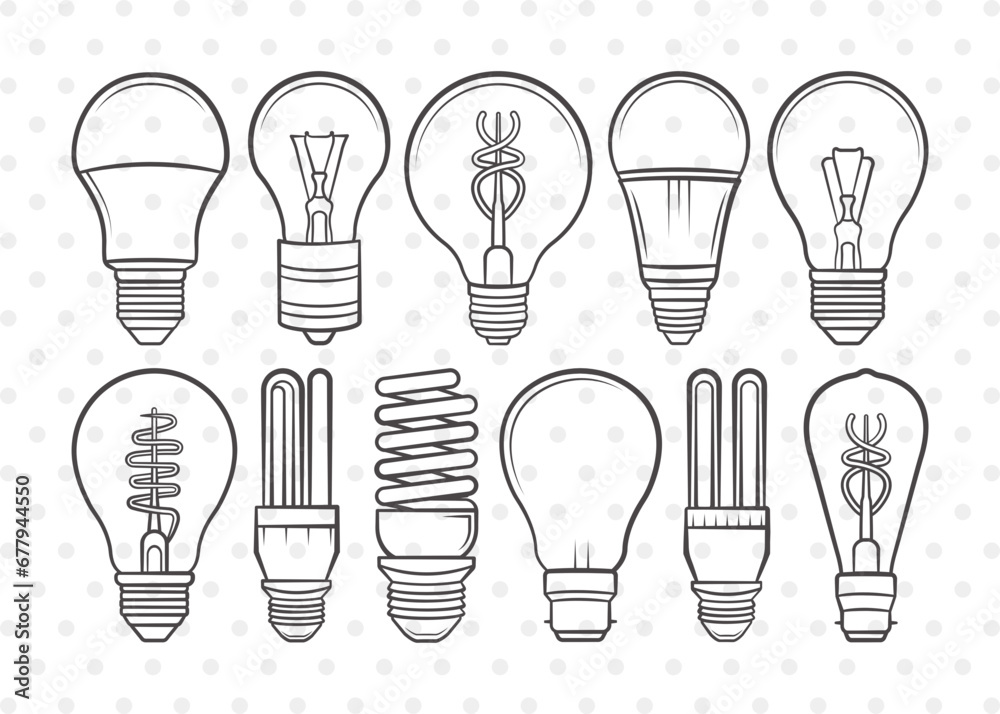 Light Bulb Clipart SVG Cut File | Energy Saving Light Svg | Light Svg ...