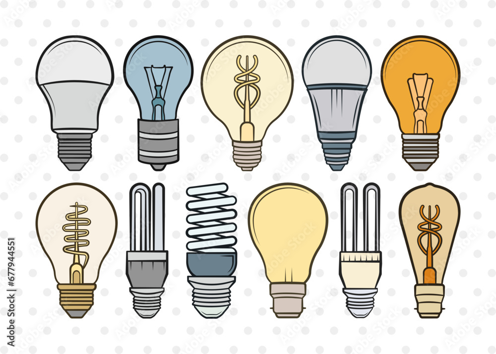Light Bulb Clipart SVG Cut File | Energy Saving Light Svg | Light Svg ...