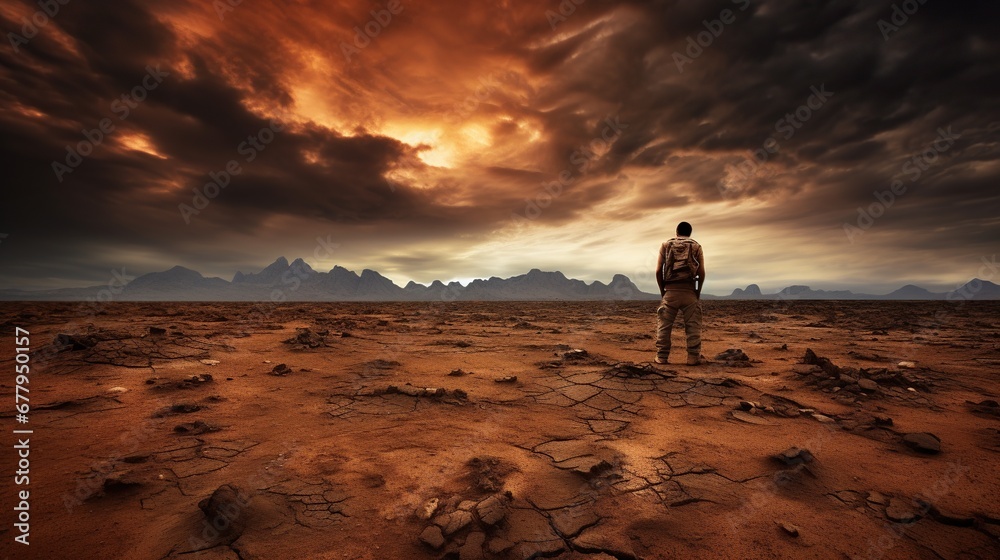 Capture the spirit of exploration—an astronaut on Mars, Earth in the ...