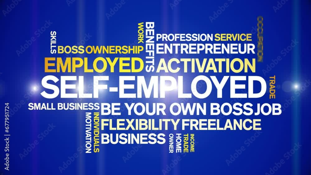 Self-Employed animated tag word cloud;text design animation kinetic ...