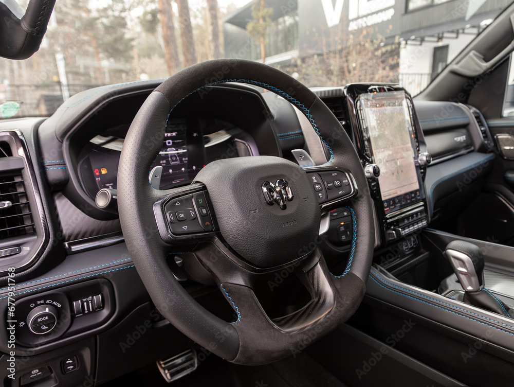 Novosibirsk, Russia - November 10 , 2023: Dodge Ram Trx, cockpit ...