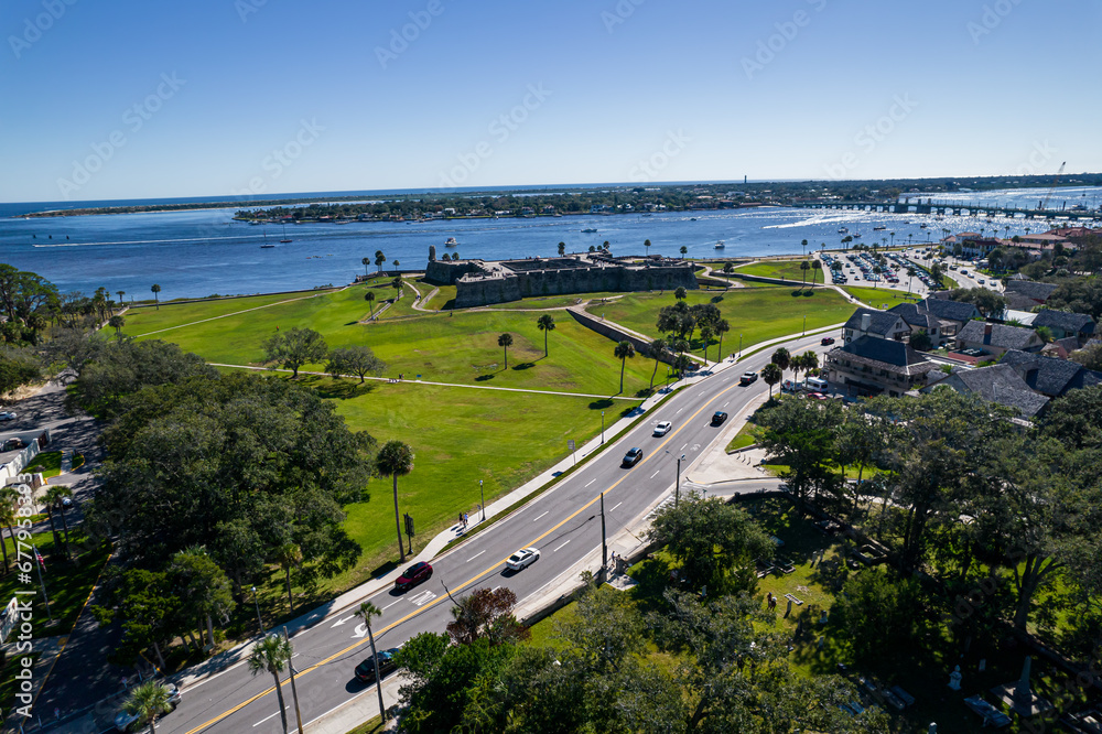 Beautiful aerial view of the St Augustine, the oldest town in USA. the ...