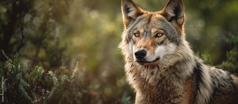 In the vast African wilderness a majestic wolf roams freely showcasing ...