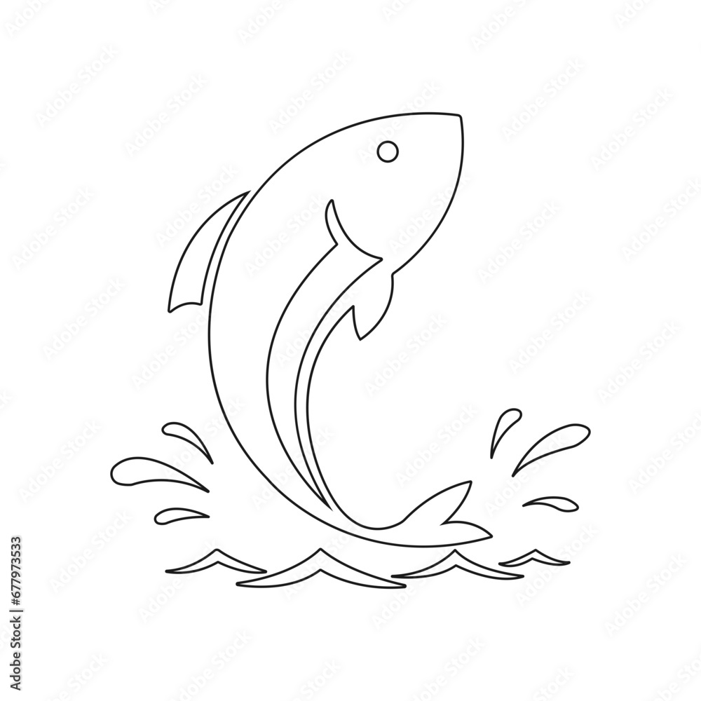 Fish icon black silhouette. Fisheries logo symbol. fish skeleton. fish ...