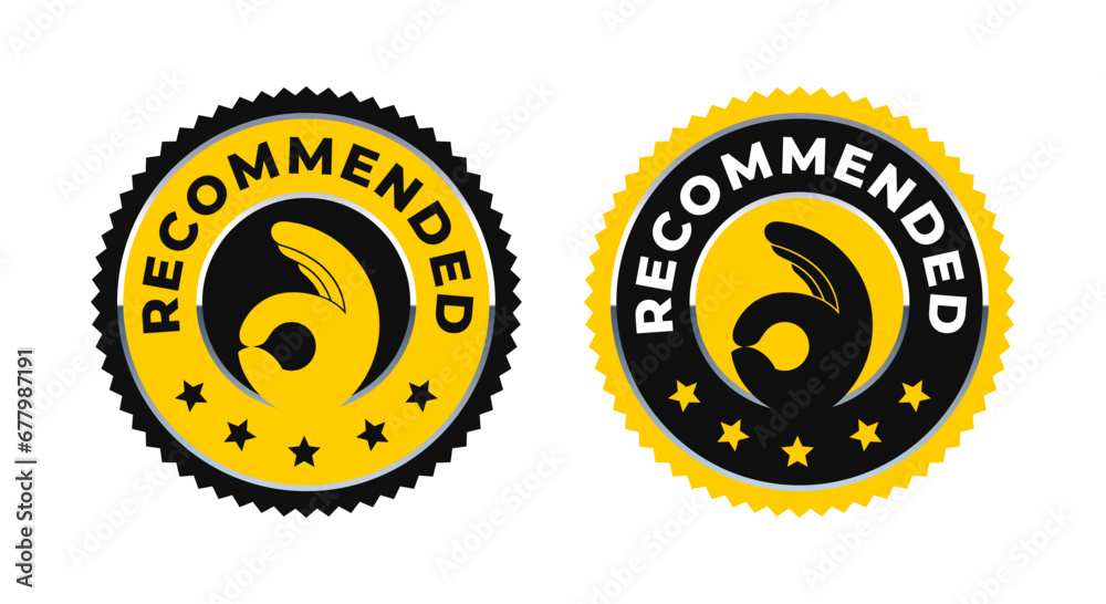 Recommended label sign with OK hand fingers gesture. for icon, logo ...