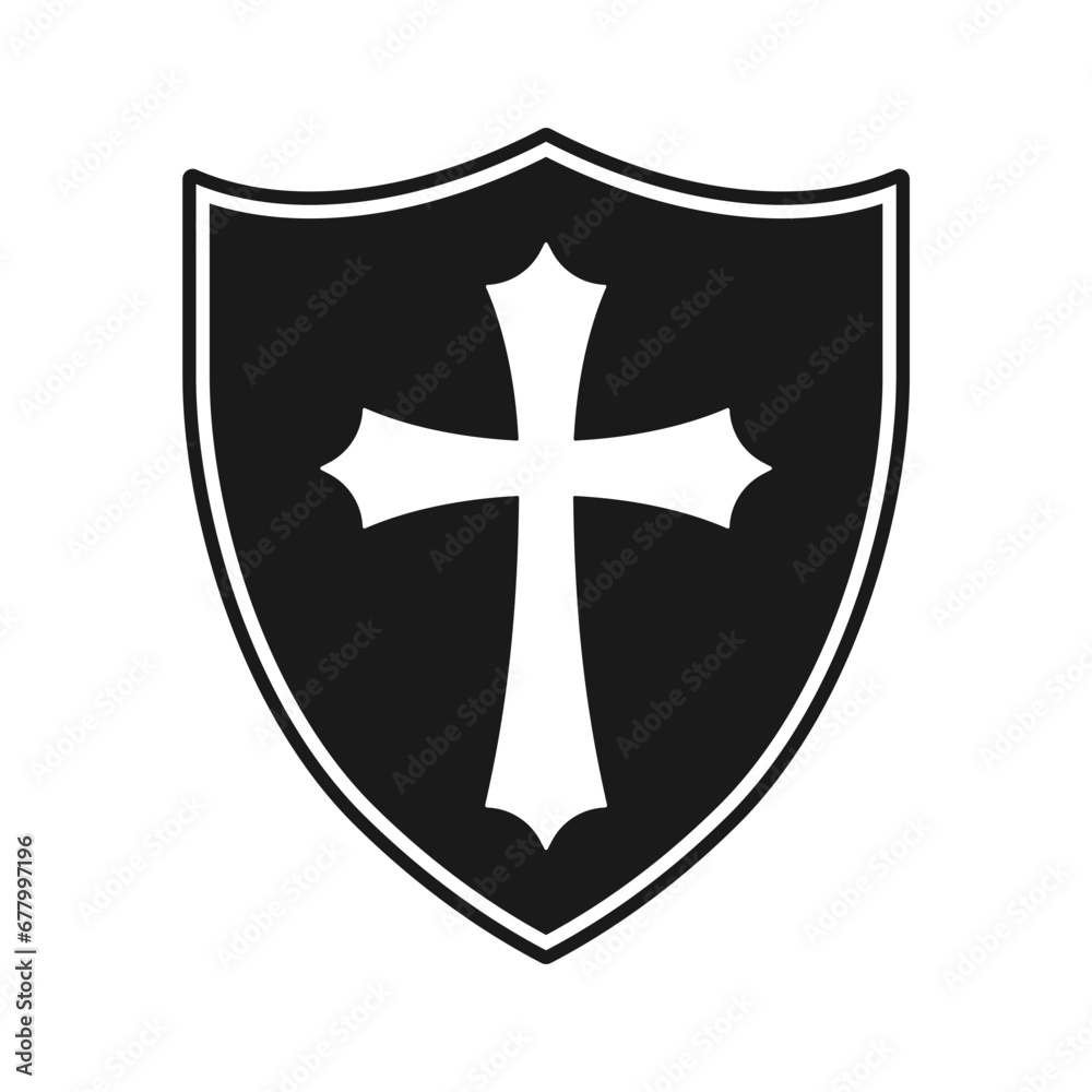 Shield and cross icon. Coat of arms symbol. heraldry logo sign. Vector ...