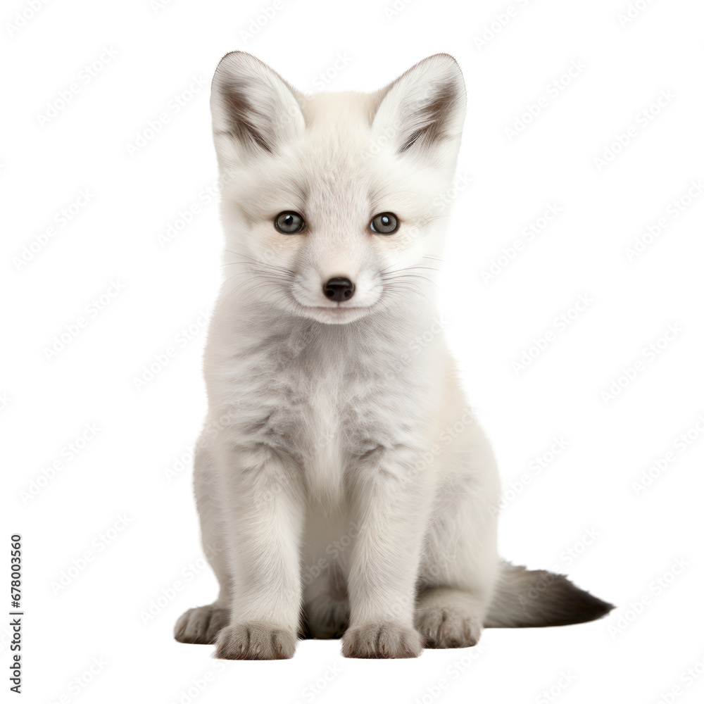 Baby white fox,white fox cub isolated on transparent background ...