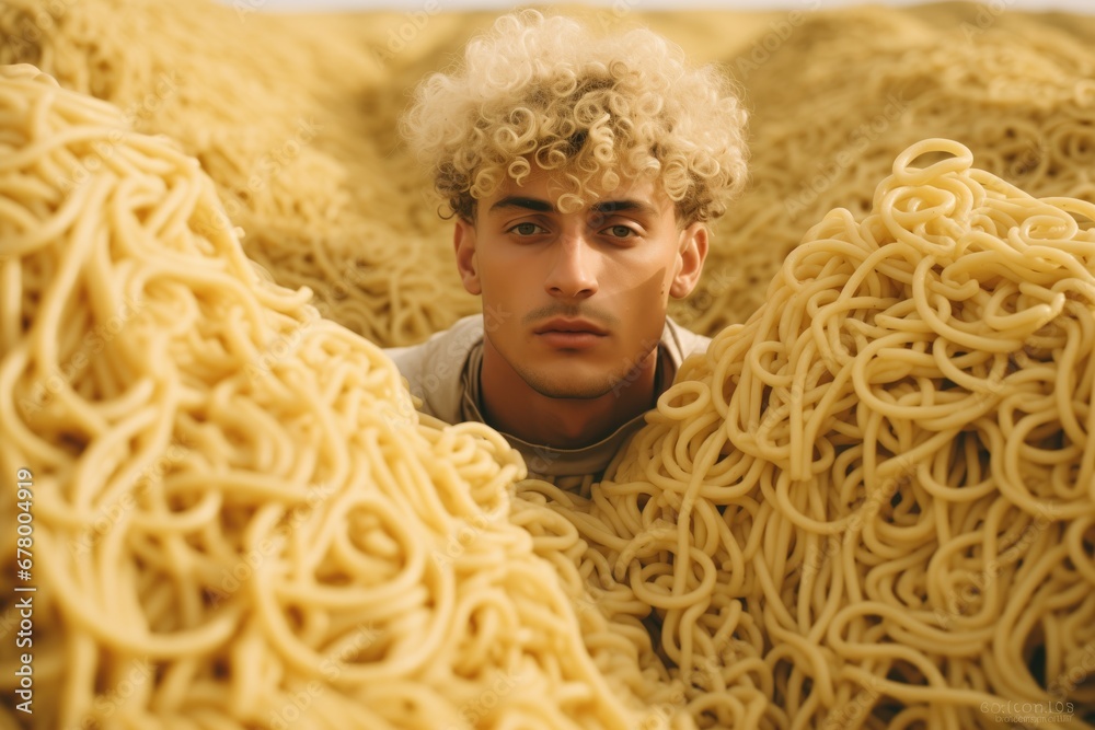 An idiom about lie. A meme template. Noodles. A surreal image of young ...