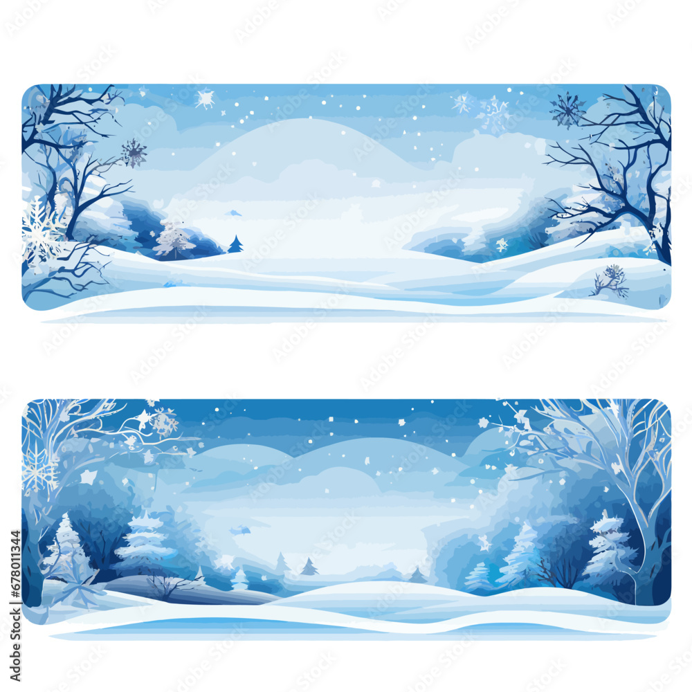 Snowy banners clip art on white background Stock Vector | Adobe Stock