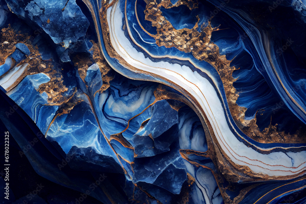 Abstract blue marble texture background. Blue marble slab with gold ...