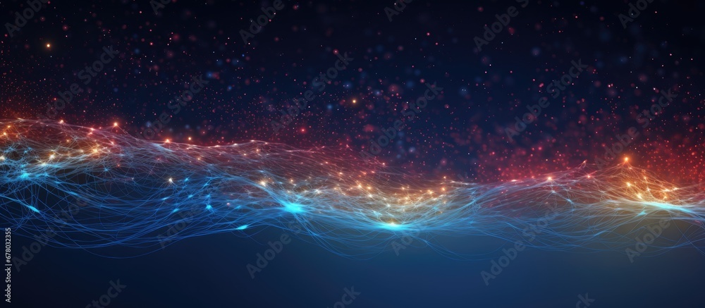 Digital rendering of abstract space background with dynamic particles ...
