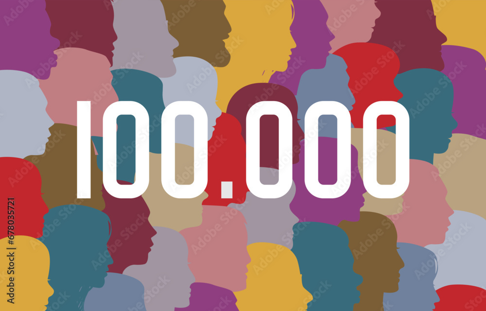 100,000 followers celebration. Social media banner. 100 000 ...