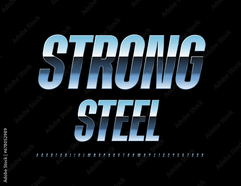 Vector Strong Steel Font. Industrial style Alphabet Letters and Numbers ...