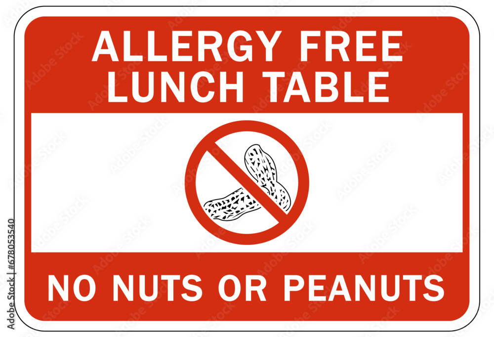 Food allergy warning sign and labels no nuts or peanuts Stock Vector ...