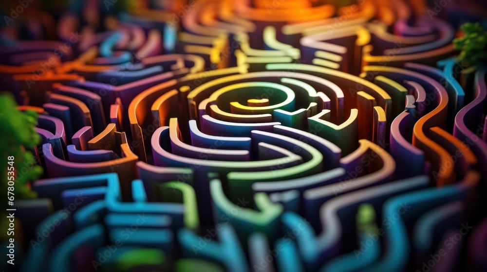 A colorful maze with many different shapes, AI Stock Illustration ...