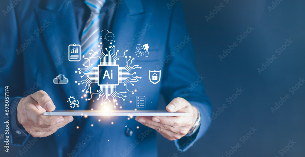 Chatbot Chat with AI, Artificial Intelligence man using technology ...