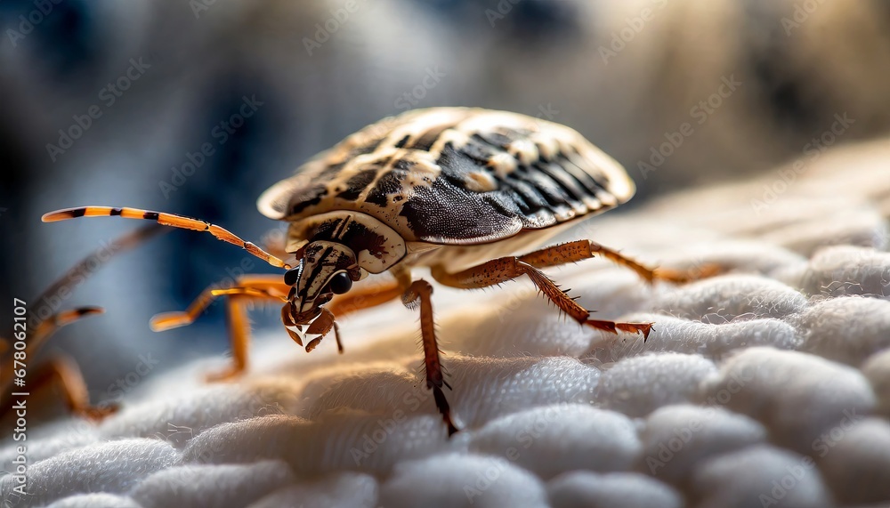 Generated imageBedbug Close up of Cimex hemipterus - bed bug on bed ...