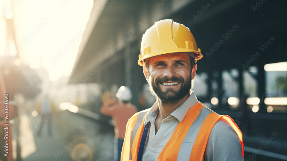 Engineer wearing safety uniform and safety helmet in work. Engineer ...