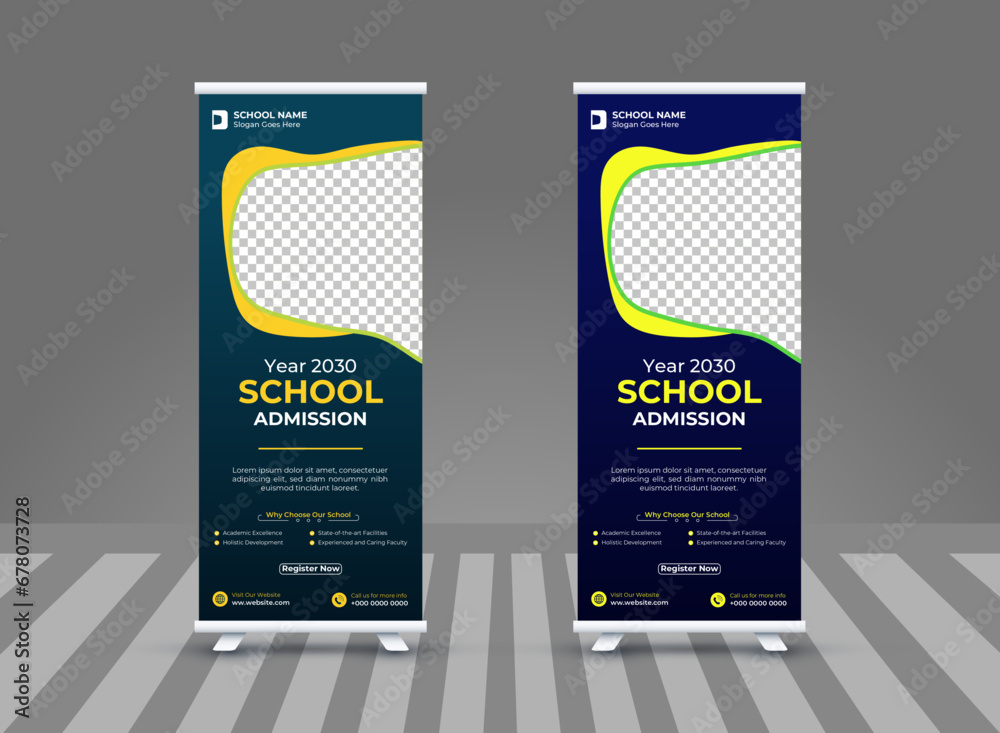 minimalist and sample school roll up banner design, back to school roll ...