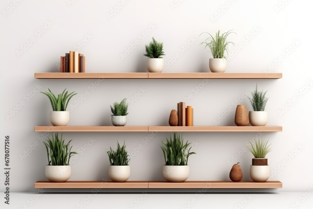 Decorative Bookshelf With Plants For Virtual Office Backdrops Stock ...