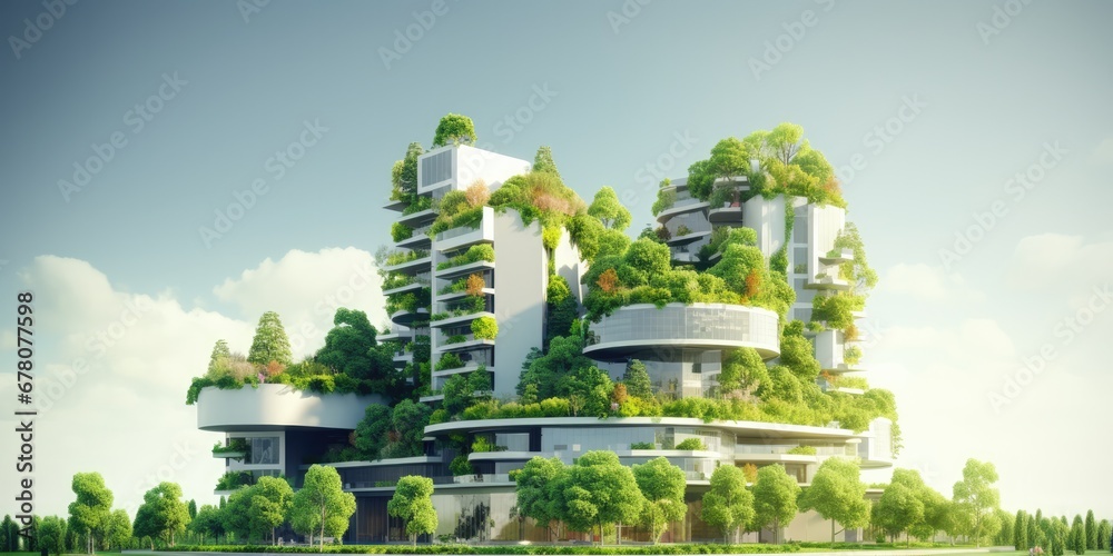 Ecofriendly Building In Modern City With Green Environment. Сoncept ...