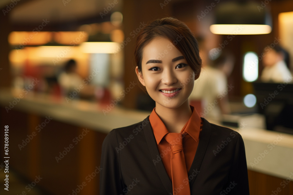 Service with a Smile: The Friendly Demeanor of a Young Asian Woman ...