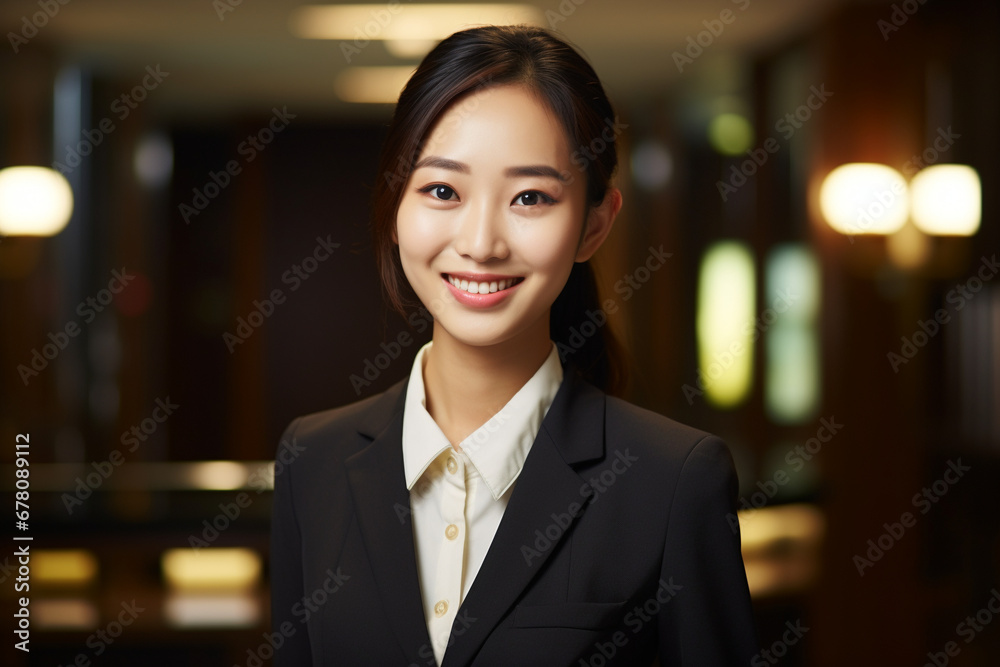 Service with a Smile: The Friendly Demeanor of a Young Asian Woman ...