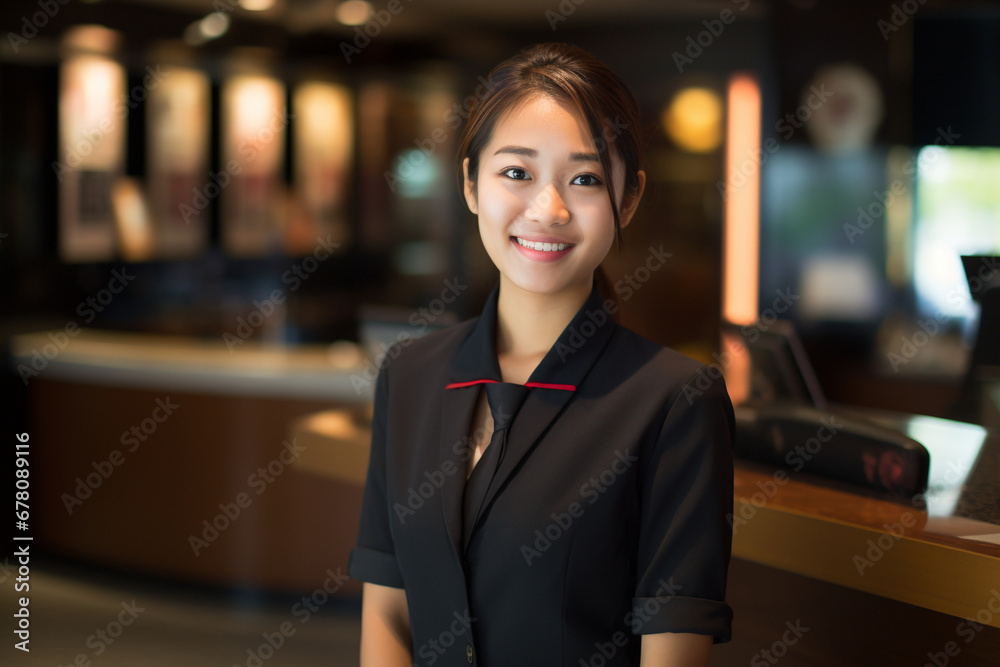 Service with a Smile: The Friendly Demeanor of a Young Asian Woman ...