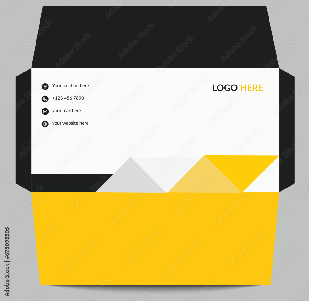 Creative Modern Print Ready DL Envelope Template yellow and black ...