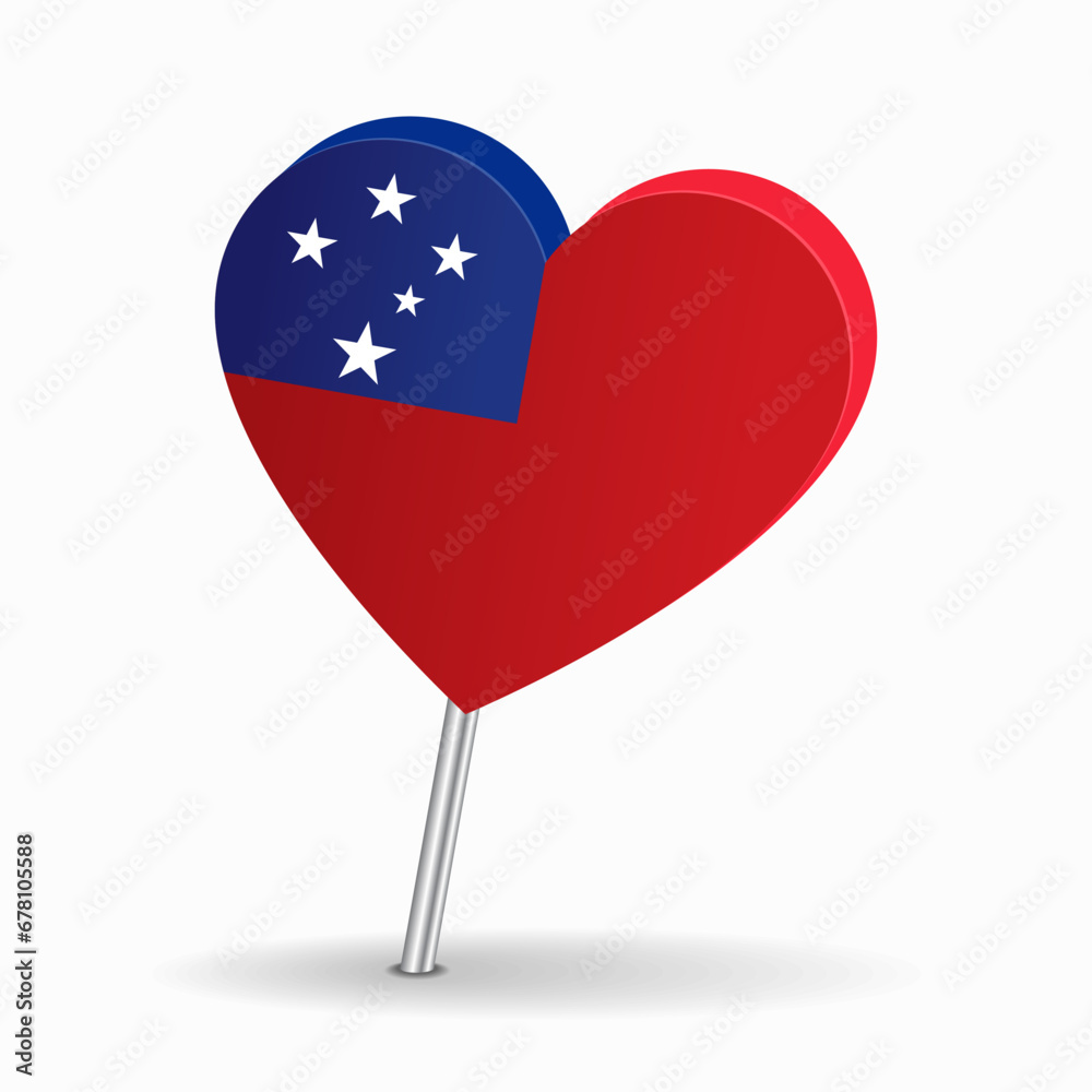 Samoan flag heart-shaped map pointer layout. Vector illustration. Stock Vector | Adobe Stock