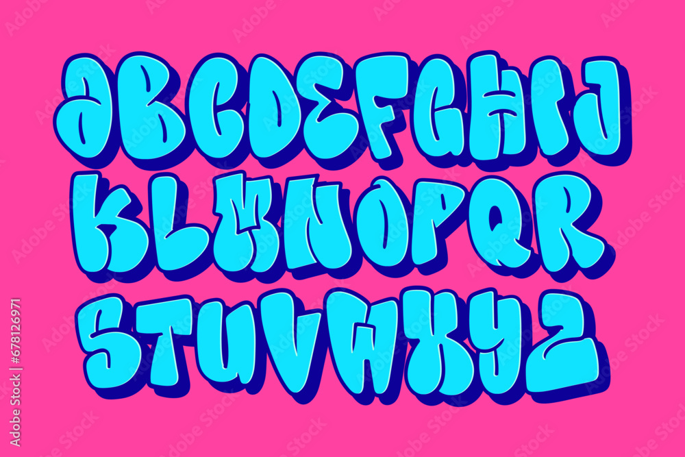 Modern graffiti font effect. Street art bubble graffiti font style for ...