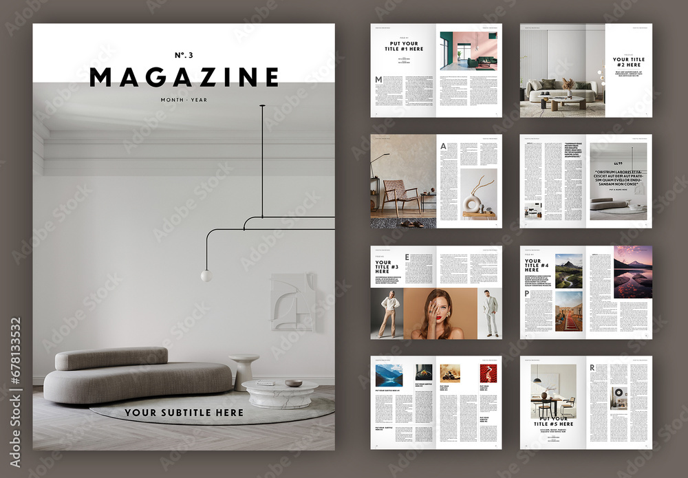 Minimalist Magazine Layout Stock Template | Adobe Stock
