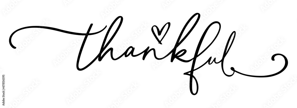 Thankful Thanksgiving calligraphy lettering text, type, clipart, vector ...