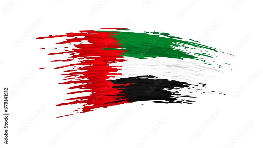 United arab emirates flag animation. Brush painted uae flag on a white ...